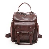 China Unisex Brown PU Leather Backpack 0.7kg Non Toxic Eco Friendly for sale