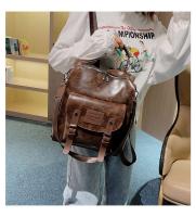 China Unisex Brown PU Leather Backpack 0.7kg Non Toxic Eco Friendly for sale