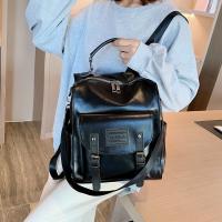 China Unisex Brown PU Leather Backpack 0.7kg Non Toxic Eco Friendly for sale