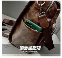 China Unisex Brown PU Leather Backpack 0.7kg Non Toxic Eco Friendly for sale