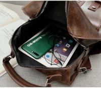 China Unisex Brown PU Leather Backpack 0.7kg Non Toxic Eco Friendly for sale