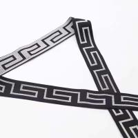 China Elastic Hair Head Wrap Band Jacquard White Logo 9.5 Inches Long for sale
