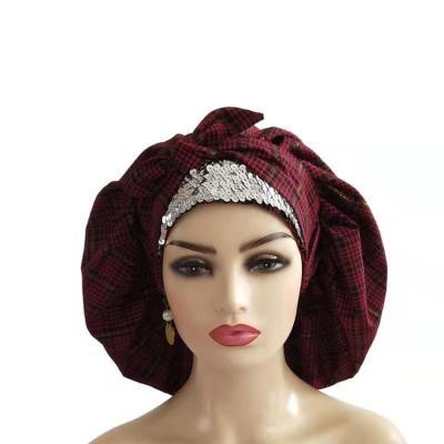 China Bling Applique Cotto Night Sleep Hat Single Layer With Adjustable Bands for sale