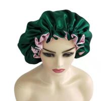 China Ruffle Edge Ladies Breathable Sleep Cap Silk Lined Double Layer Bonnet for sale