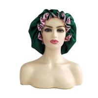 China Ruffle Edge Ladies Breathable Sleep Cap Silk Lined Double Layer Bonnet for sale