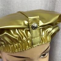China PVC Golden Waterproof Shower Caps 12* 22Inch Hair Shampoo Caps for sale