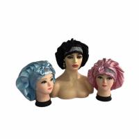 China Unisex Applique Sleeping Hair Bonnets Satin Cap For Curly Hair for sale
