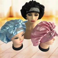 China Unisex Applique Sleeping Hair Bonnets Satin Cap For Curly Hair for sale