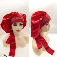 China Long Bands Breathable Hair Bonnet Handmade Silk Bonnets For Curly Hair for sale