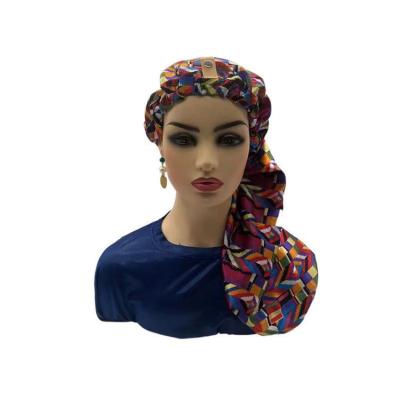 China OEM ODM Curly Hair Night Sleep Hat 100% Polyester With Elastic Band for sale
