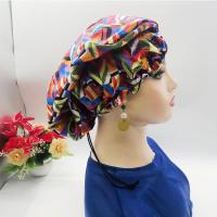 China OEM ODM Curly Hair Night Sleep Hat 100% Polyester With Elastic Band for sale