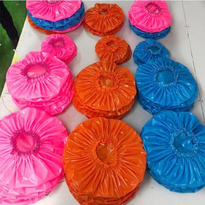 China 5 Colors Ruffle Wide Braid Band With  Elastic Band Waterproof Bathing Bonnet Shower Hats for sale