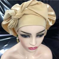 China 2.5 Inches Wide Band Silk Lined Hair Bonnet Brown Purple Eco Friendly for sale
