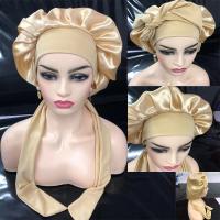 China 2.5 Inches Wide Band Silk Lined Hair Bonnet Brown Purple Eco Friendly for sale