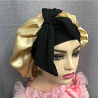 China 2.5 Inches Wide Band Silk Lined Hair Bonnet Brown Purple Eco Friendly for sale