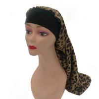 China Polyester Spandex Sleeping Hair Bonnets 21*70CM Satin Night Hair Wrap for sale