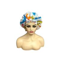 China OEM Printed Polyester 210D Bath Shower Cap Waterproof Hair Bonnet for sale