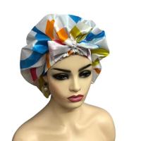 China OEM Printed Polyester 210D Bath Shower Cap Waterproof Hair Bonnet for sale