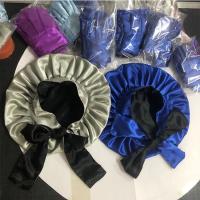 China Lady Sleeping Hair Bonnets Silk Bonnet With Tie 100% Handmade for sale