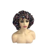 China Handmade 100% Silky Satin Adjustable Hair Bonnet PMS Color Printing for sale