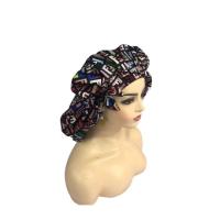 China Handmade 100% Silky Satin Adjustable Hair Bonnet PMS Color Printing for sale
