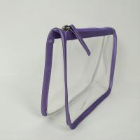 China Transparent Clear EVA Plastic Bags 18*11*5cm PU Trim Zipper Closure for sale