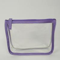 China Transparent Clear EVA Plastic Bags 18*11*5cm PU Trim Zipper Closure for sale
