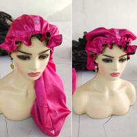 China waterproof Soft Hot Pink Double Layer Silk Head Bonnet With Button for sale
