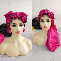 China Ruffled Edges Sleeping Hair Bonnets Silky Extra Large Bonnet For Braids for sale