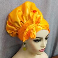China Hongying Women Orange Sleeping Hair Bonnets Sustainable Jumbo Silk Bonnet for sale