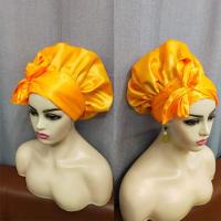 China Hongying Women Orange Sleeping Hair Bonnets Sustainable Jumbo Silk Bonnet for sale