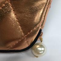 China Rose Gold PU Multifunctional Makeup Kit Bags With Cosmetic Pearl for sale