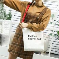 China White Black Long Strap Canvas Tote Bags Multifunctional All Season for sale