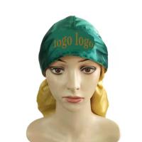 China Long Tail 21 Inches Sleeping Hair Bonnets Heat Transfer Printing Logo for sale