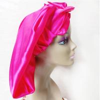 China Big Bow Foldable Sleeping Hair Bonnets 27 inches Satin Lined Sleep Cap for sale