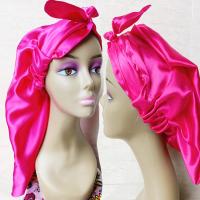 China Big Bow Foldable Sleeping Hair Bonnets 27 inches Satin Lined Sleep Cap for sale