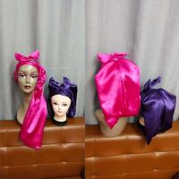 China Big Bow Foldable Sleeping Hair Bonnets 27 inches Satin Lined Sleep Cap for sale
