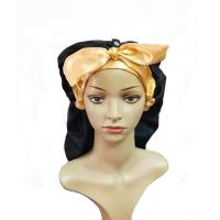 China Big Bow Satin Night Hair Wrap Foldable Night Cap For Long Hair for sale