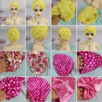 China Customized Flower design polyester 190T / Satin Turban Bonnet for sale