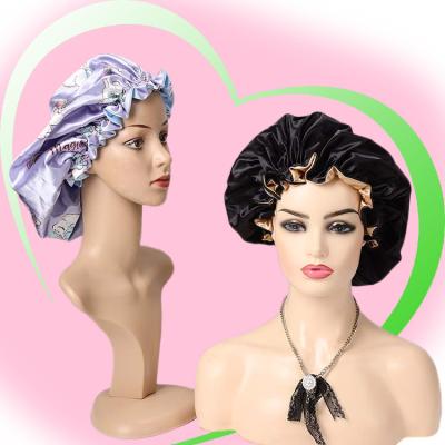 China Widen Band Double Layer Reversible Satin Bonnet for sale