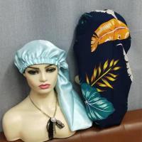 China Reversible Double Layer Satin Lined Long Hair Bonnet for sale