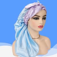 China Frizz Free Long Tail Satin Lined Hair Bonnet With Adjustable Bow for sale