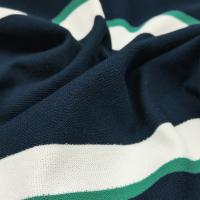 China Custom Green Black White Striped Pique Fabric 93% Cotton 7% Spandex 185cm Width for Baby Clothing for sale