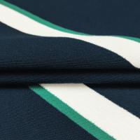 China Custom Green Black White Striped Pique Fabric 93% Cotton 7% Spandex 185cm Width for Baby Clothing for sale