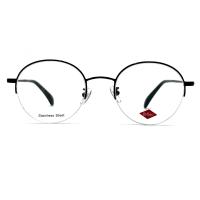 China FM3230 Semi Rimless Round Optical Metal Frames In Stainless Steel for sale