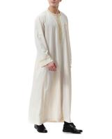 China T/R fabric shine for muslim thobe shirts, suit high quality Ethnic Arab Middle East wind pure color  gentleman for sale
