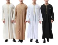 China T/R fabric shine for muslim thobe shirts, suit high quality Ethnic Arab Middle East wind pure color  gentleman for sale