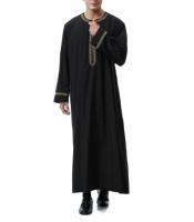 China T/R fabric shine for muslim thobe shirts, suit high quality Ethnic Arab Middle East wind pure color  gentleman for sale