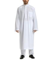 China T/R fabric shine for muslim thobe shirts, suit high quality Ethnic Arab Middle East wind pure color  gentleman for sale
