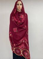 China high quality Spun polyester voile fabrics embroidery sudan robe swiss hijab scarf for muslim women for sale